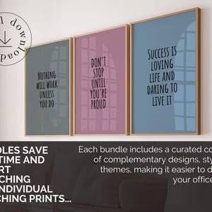 Motivational Work Poster Bundle Colorful Prints for Office Wall Art ...