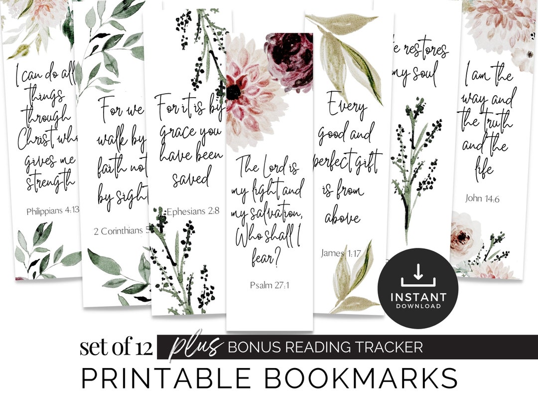 Printable Christian Bookmark Set of Bible Verse Bookmarks Digital ...