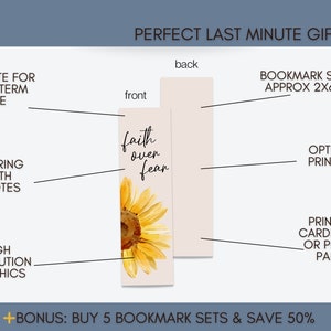 Sunflower Bookmark Printable Christian Women Gift Booklover Bookmark ...