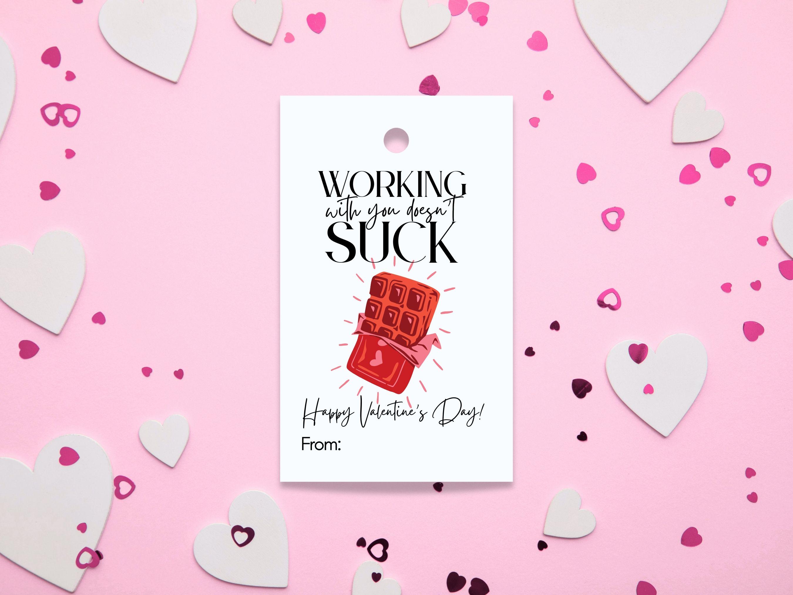 Coworker Valentine Gift Tags, Work Valentine Treat Bag Tags, Office ...