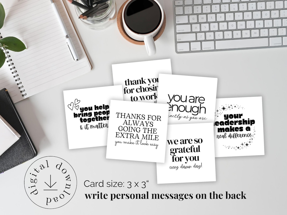 Employee Appreciation Notes, Printable Mini Coworker Thank You Cards ...