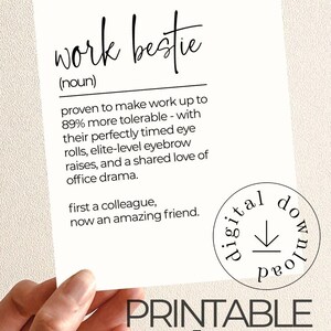 Work Bestie Funny Definition Card Work Friend Thank You Card for ...