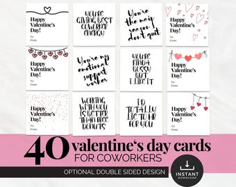 Pink Valentine Cards for Coworkers Printable Valentines Day Cards for ...