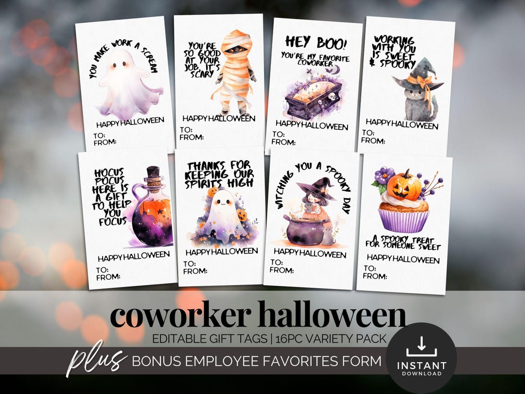 Editable Halloween Thank You Tags for Coworker Halloween Treat Bag Tags ...
