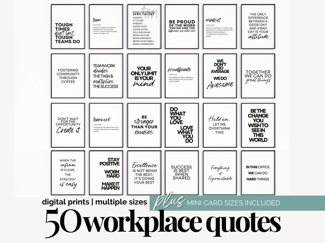 Inspirational Team Work Posters Bundle Printable Office Decor ...