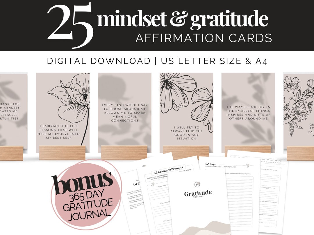 Daily Gratitude Cards Encouragement Cards Printable Positive ...
