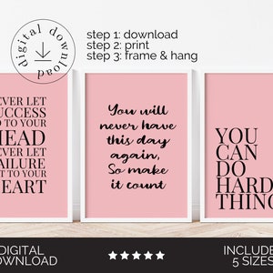 Pink Wall Art for Women Desk Decor Pink Empowering Office Wall Decor ...