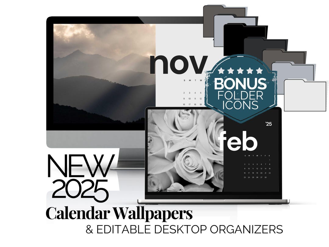 Desktop Wallpaper 2025 Monthly Digital Calendars Editable Desktop ...