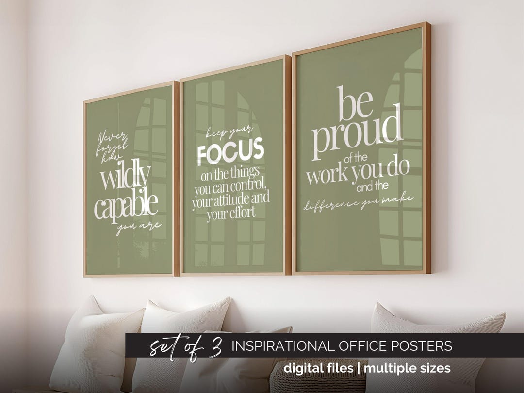 Motivational Wall Art Set of 3, Inspirational Quote Posters, Women ...