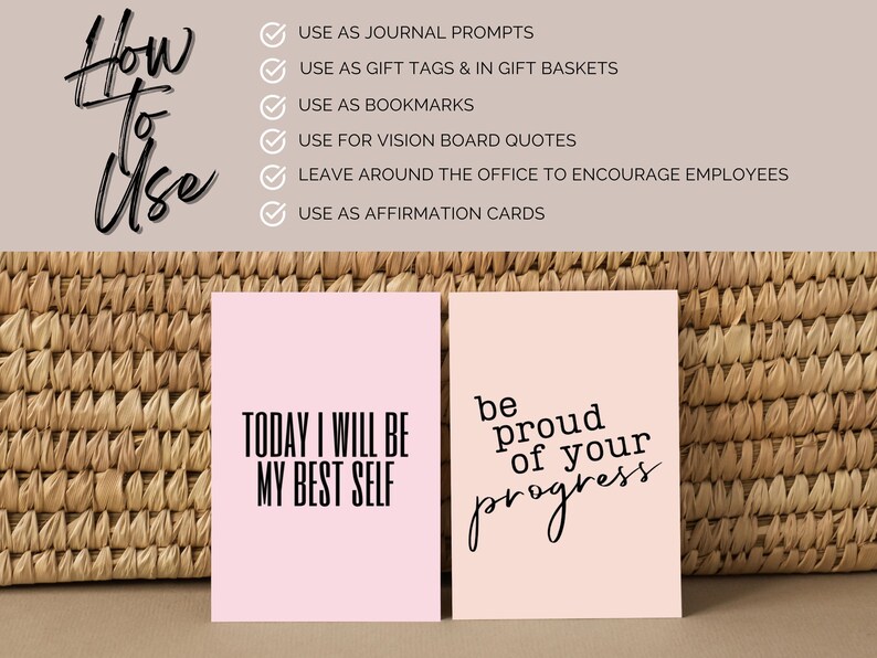 Vision Board Quote Printable Pink Inspirational Quote Cards Positive ...