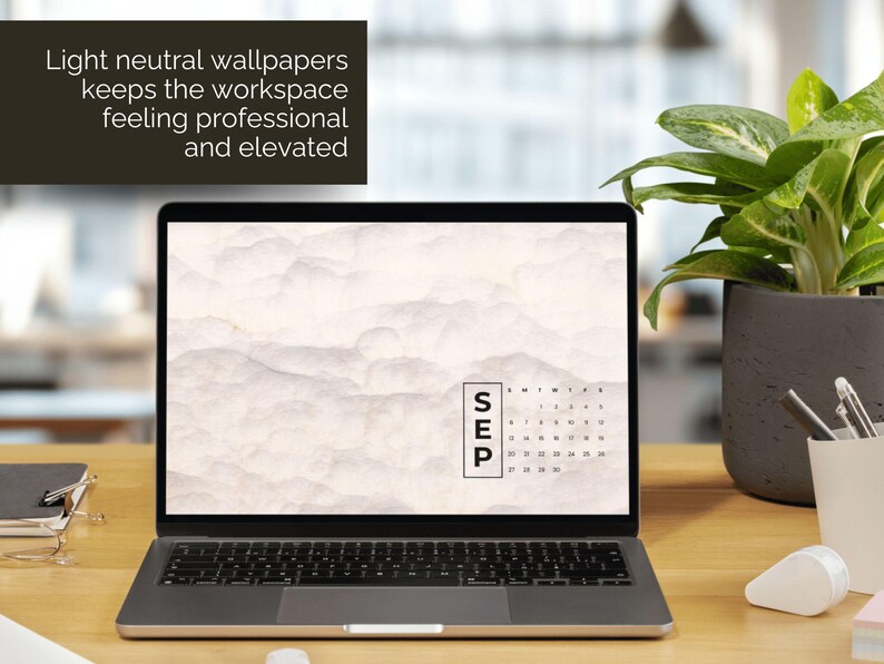 Desktop Wallpaper Calendar 2026, Neutral Aesthetic Desk Decor, Monthly ...