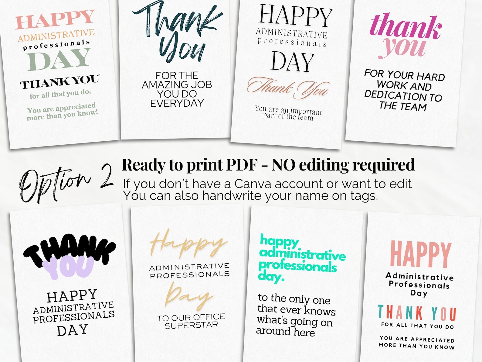 Admin Assistant Day Gift Tags Office Staff Appreciation Cards Personal ...