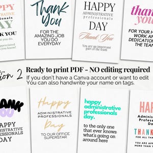 Admin Assistant Day Gift Tags Office Staff Appreciation Cards Personal ...