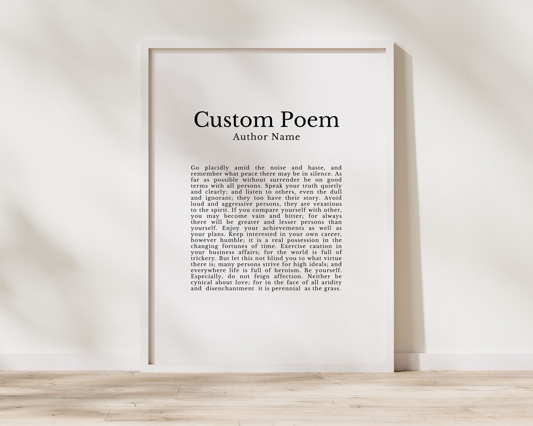 Custom Poem Print Personalized Decor Wall Quote Or Song Etsy