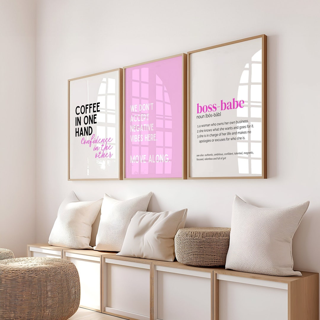 Pink Office Wall Art Office Decor for Women Inspirational Home Office ...