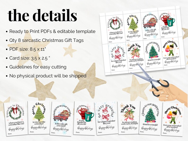 Funny Christmas Gift Tags for Employees Sarcastic Holiday Mini Cards ...