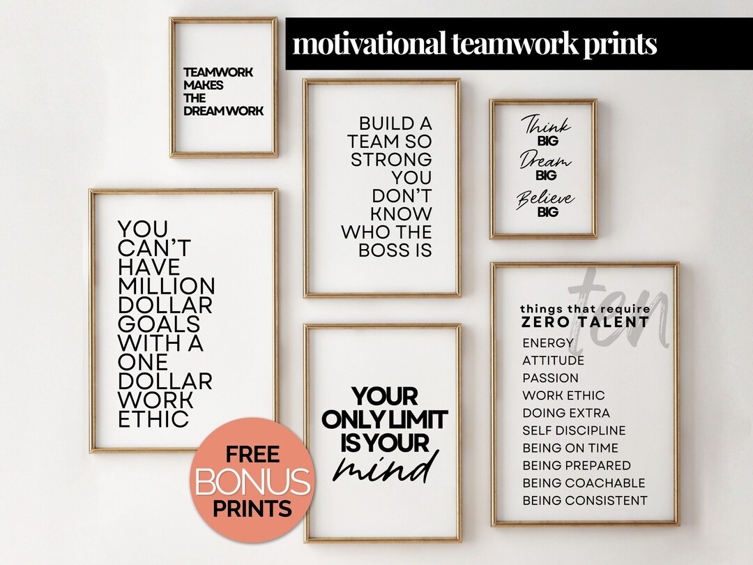 Modern Teamwork Prints Set of 6, Inspirational Staff Posters for ...