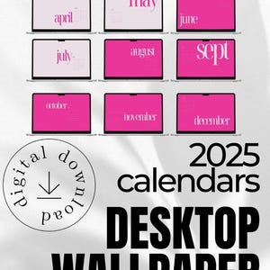 Girly Desktop Wallpaper and Icon Pack 2025 Monthly Calendar Digital ...