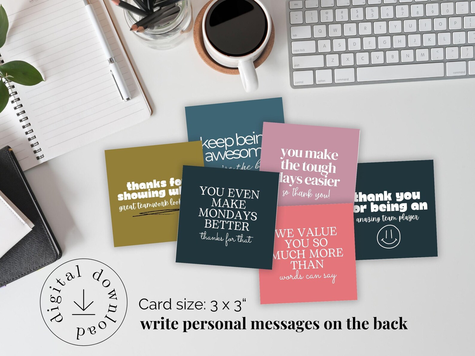 Thank You Note Cards for Employees, Team Thank You Gift Tag Pack ...