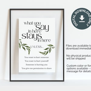 Confidentiality Poster Therapy Office Decor Printable School - Etsy