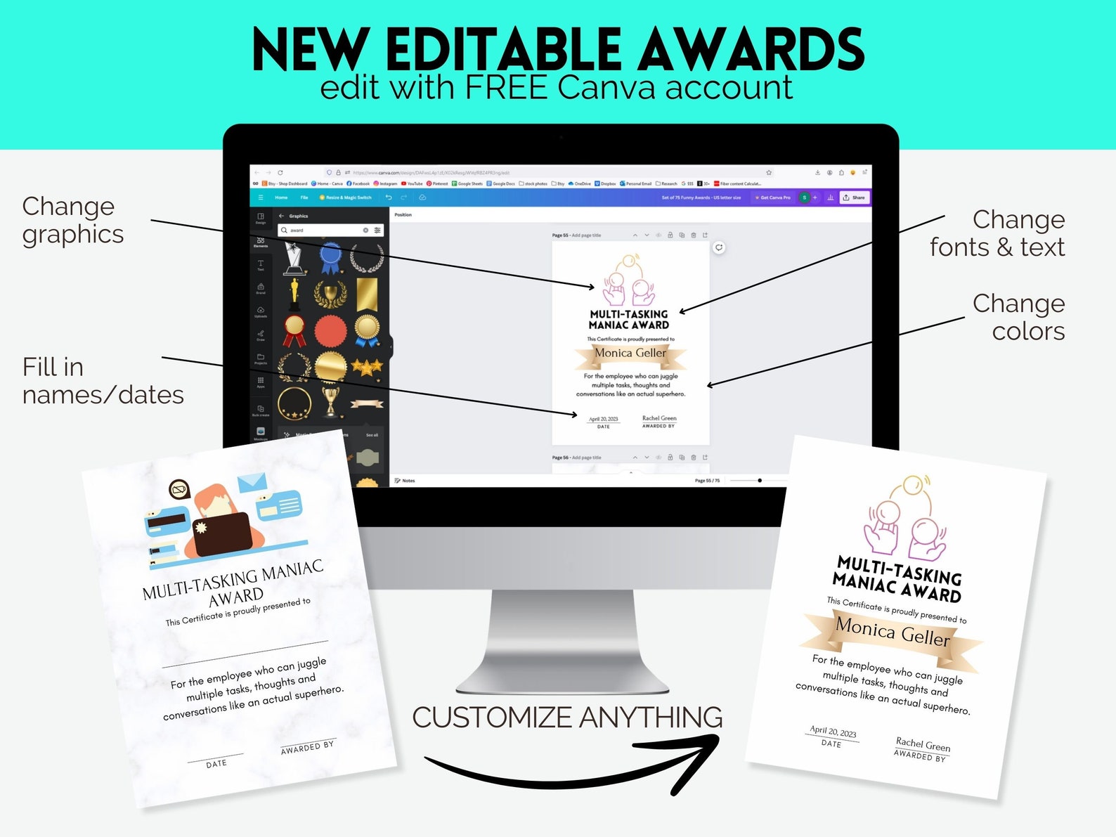 Staff Appreciation Printable Bundle, Funny Employee Award Certificates ...
