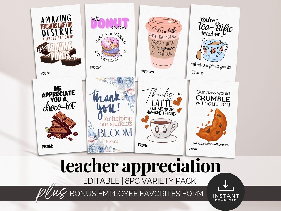 Teacher Appreciation Tags Last Day of School Gift Box Teacher End of ...