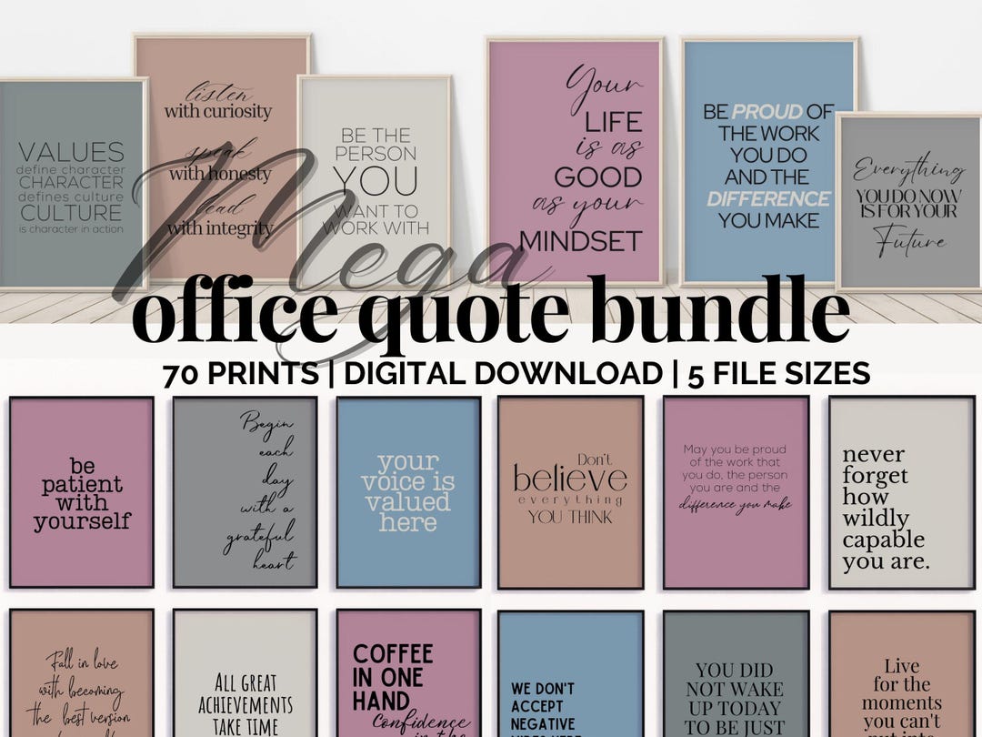 Motivational Work Poster Bundle Colorful Prints for Office Wall Art ...