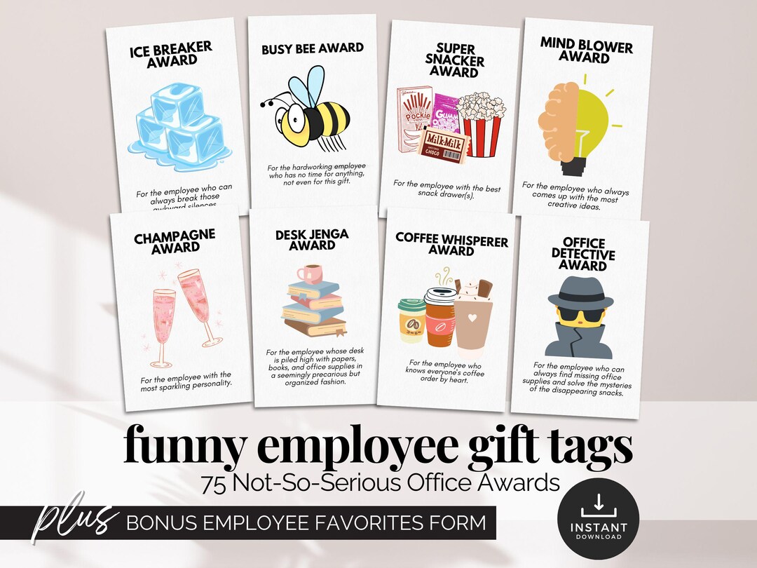 Employee Appreciation Gift Tags Staff Recognition Awards Funny Coworker ...