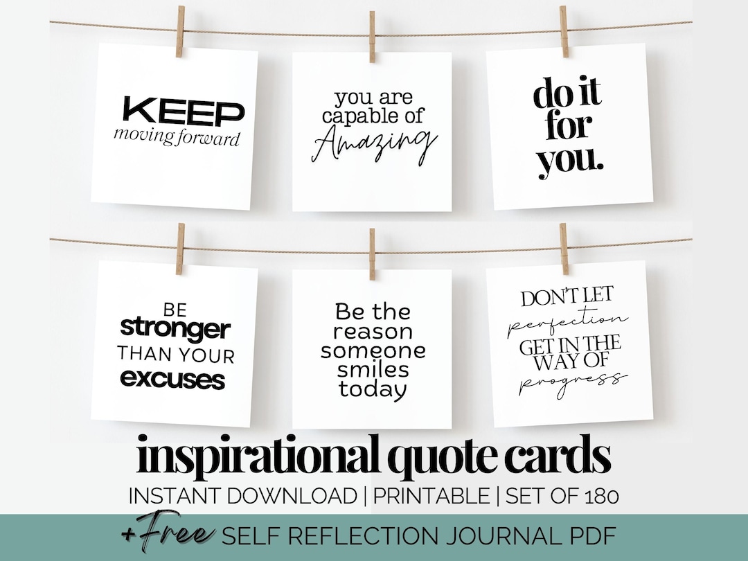 Motivational Quote Planner Cards Daily Affirmations Downloadable ...