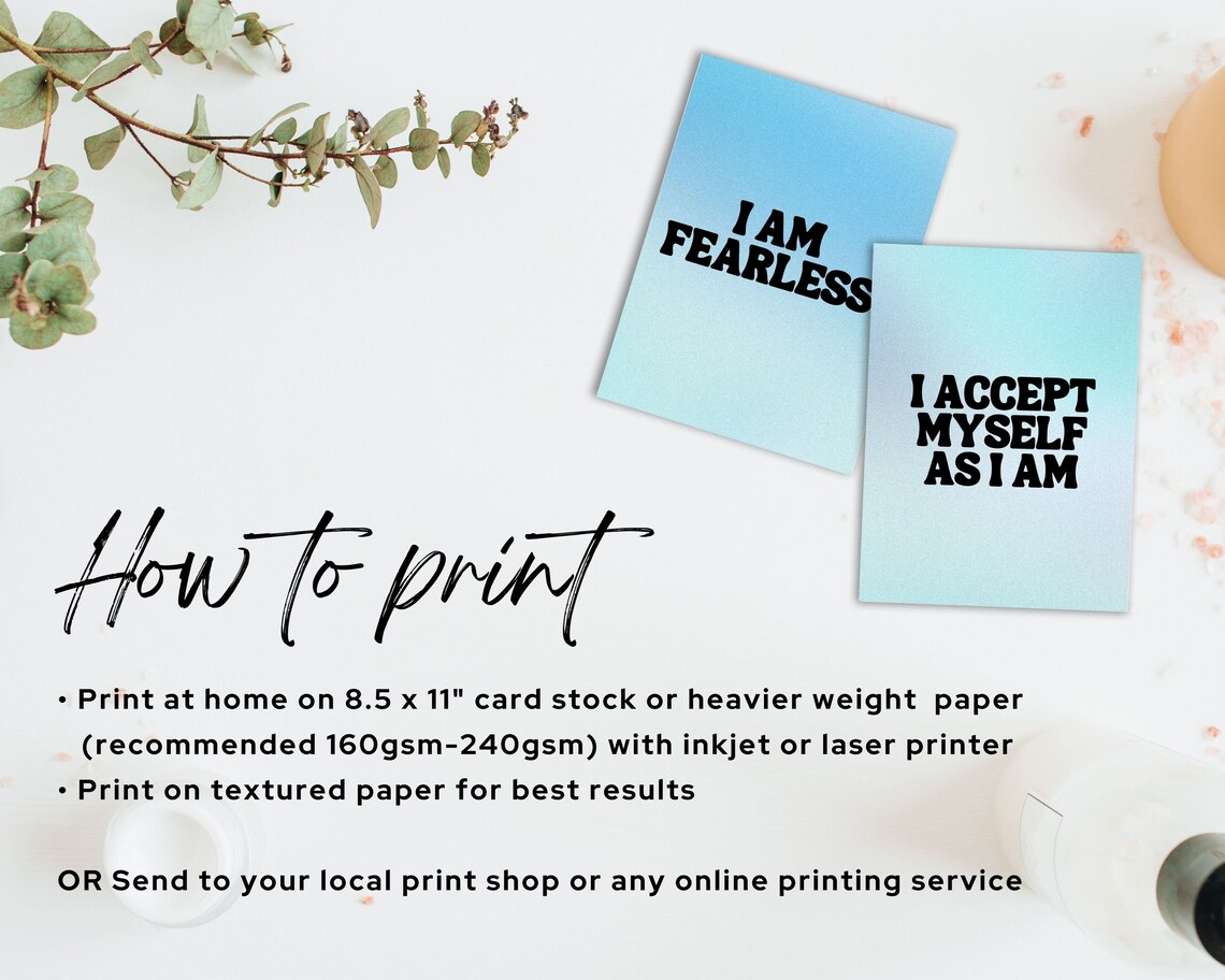 Gradient Affirmation Cards Printable Set of 96 Inspirational - Etsy