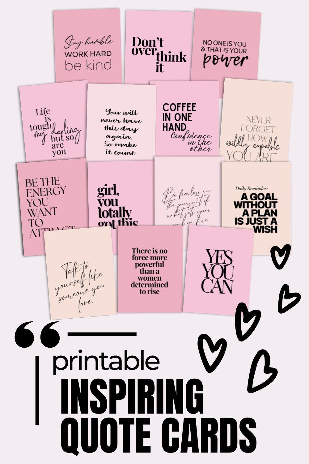 Vision Board Quote Printable Pink Inspirational Quote Cards Positive ...