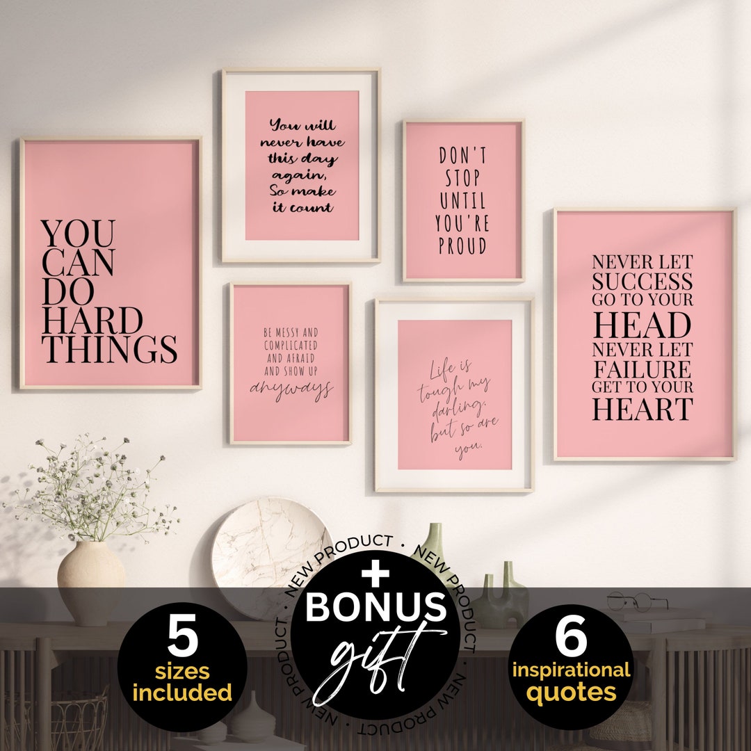 Pink Wall Art for Women Desk Decor, Pink Empowering Office Wall Decor ...