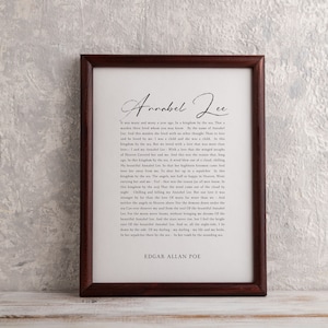 Annabel Lee Poem Print by Edgar Allan Poe, Poetry Art Print, Book Lover ...