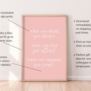 Inspirational Wall Art Women Pink Office Desk Decor Quotes About Life ...