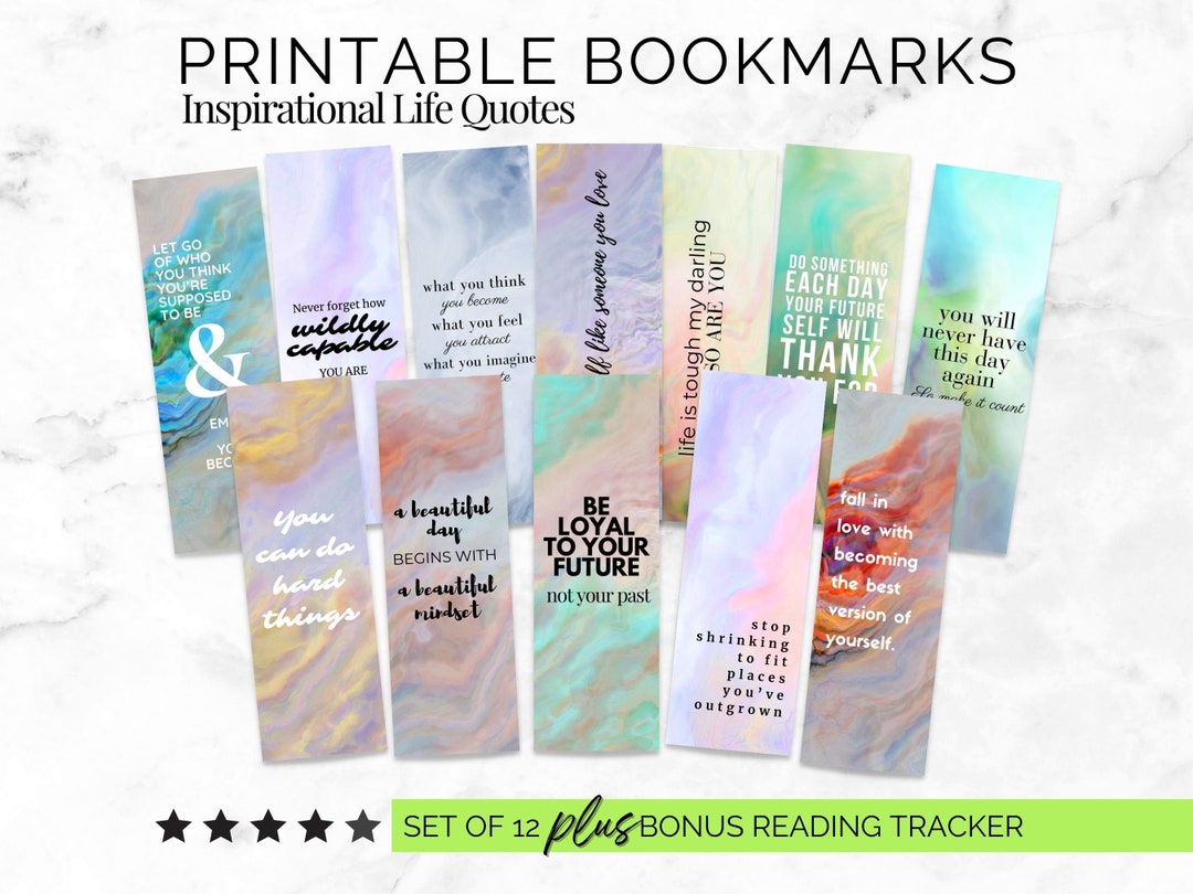Colorful Bookmarks Digital Download, Motivational Bookmark Set ...