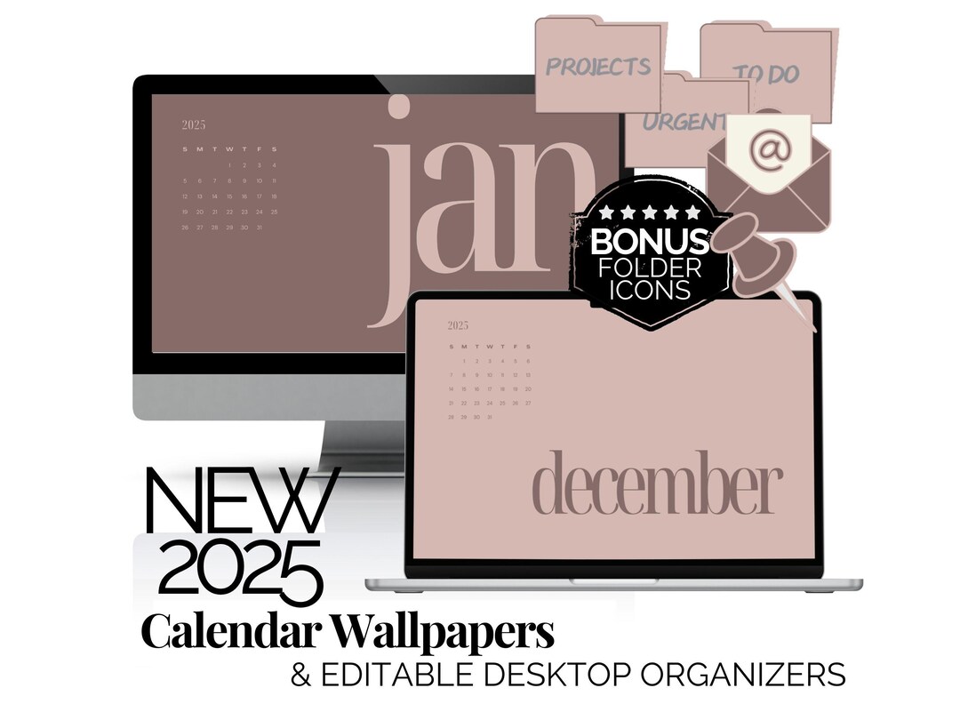 Neutral Desktop Wallpaper Monthly Calendar 2025 Digital Desktop ...