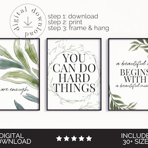 Botanical Art Prints Set of 6, Inspirational Home Office Decor ...