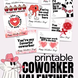 Digital Valentine Cards for Co-workers Cute Valentines Day Cards Sarcastic Office Humor ...