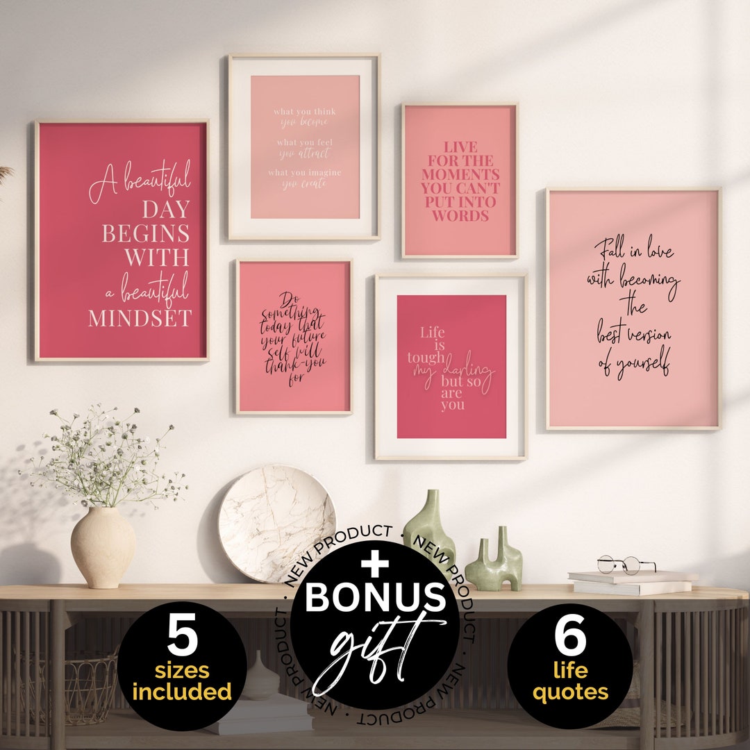 Inspirational Wall Art Women Pink Office Desk Decor Quotes About Life ...