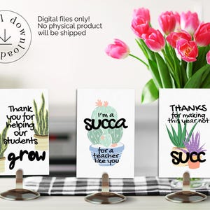 Succulent Gift Tag for Teacher Appreciation Gift Teacher Pun Thank You ...
