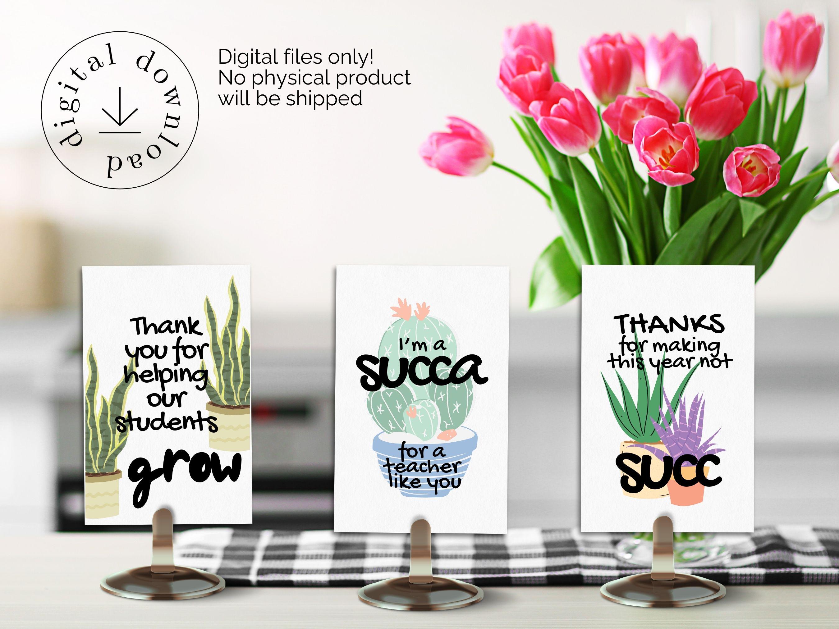 Succulent Gift Tag for Teacher Appreciation Gift Teacher Pun Thank You ...
