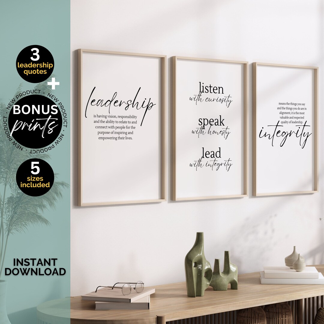 Leadership Quote Set of 3 Prints Office Decor Women Team Leader Gift ...