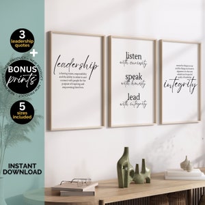 Leadership Quote Set of 3 Prints Office Decor Women Team Leader Gift ...