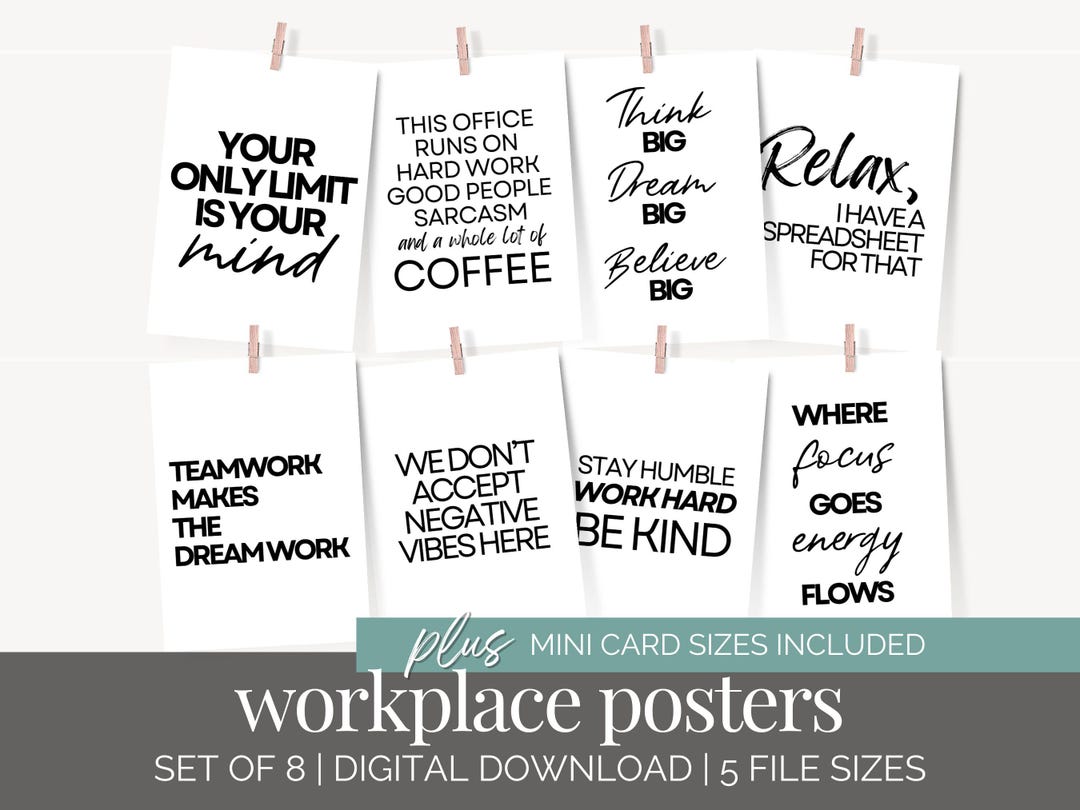 Motivational Quotes for Employees Fun Workplace Decor Positive Vibes ...