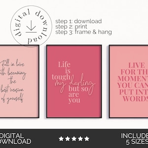 Inspirational Wall Art Women Pink Office Desk Decor Quotes About Life ...