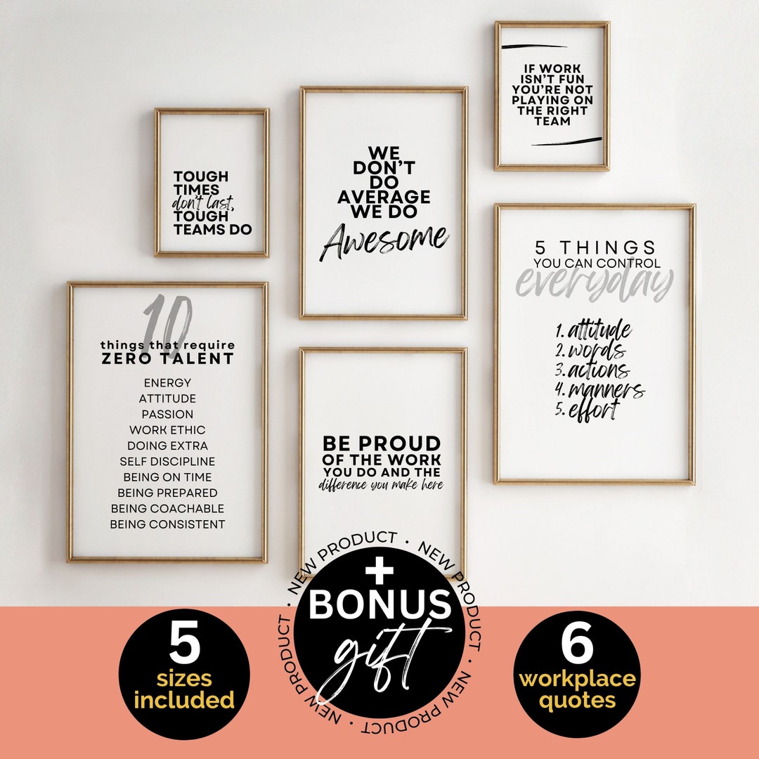 Motivational Posters for Office Wall Art, Teamwork Wall Decor Bundle ...