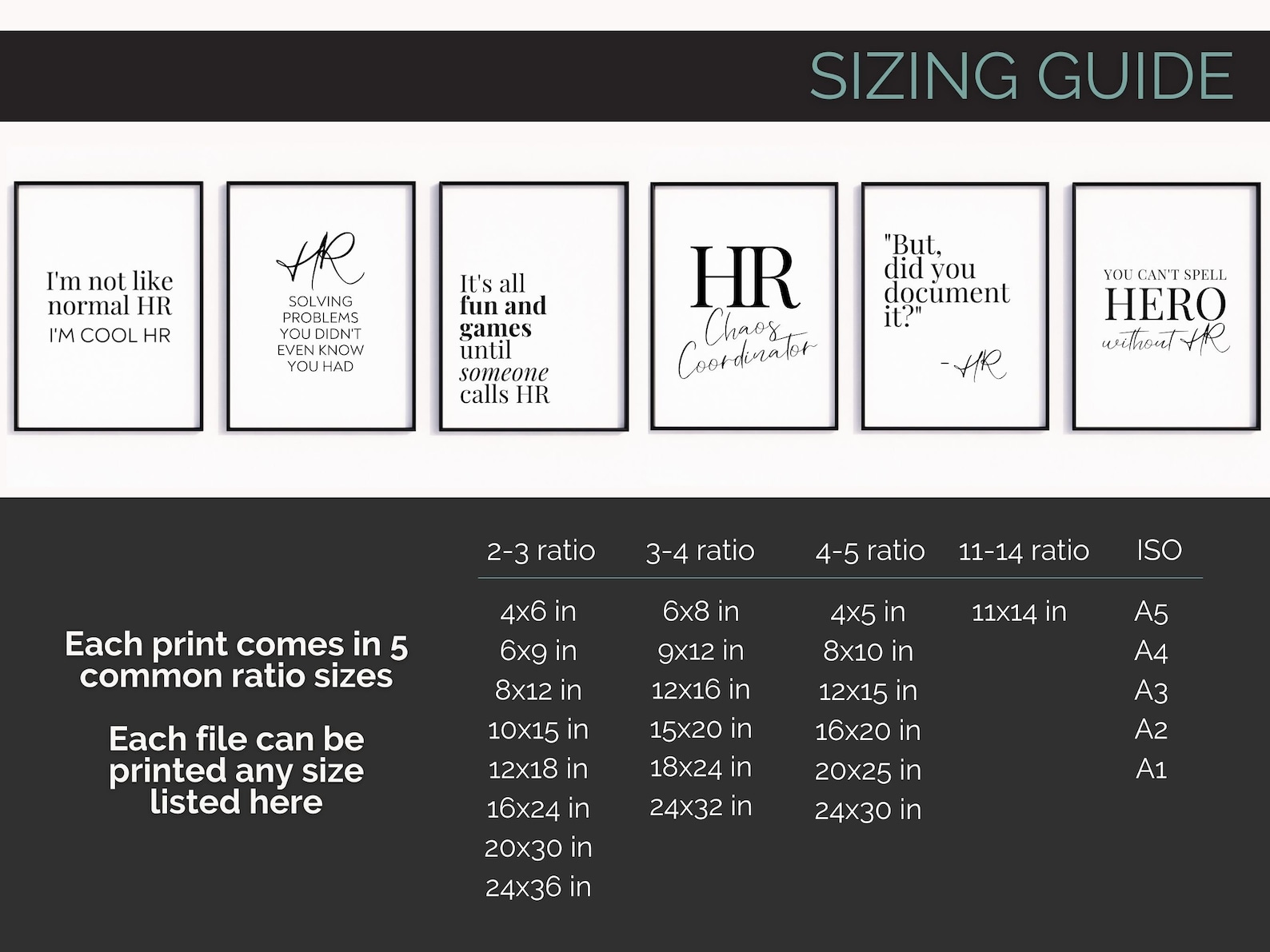 Human Resources Quote Wall Art Prints HR Poster Bundle HR Manager ...
