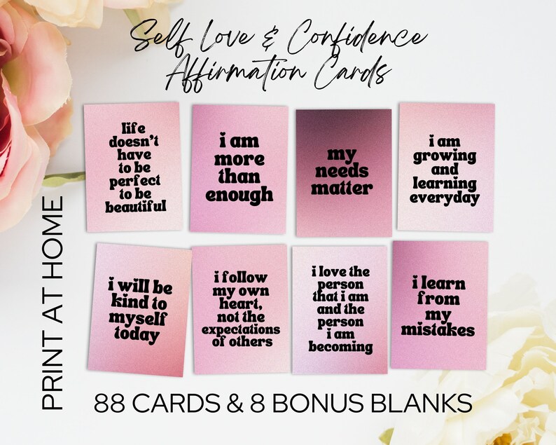 Gradient Affirmation Cards Printable Set of 96 Inspirational - Etsy
