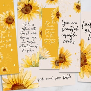 Sunflower Bookmark Printable Christian Women Gift Booklover Bookmark ...