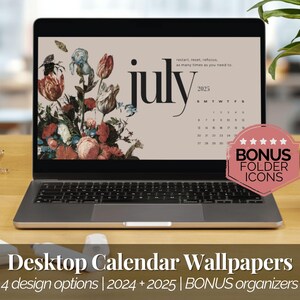 2025 Calendar Background and Desktop Organizer Bundle Digital Desktop ...